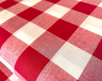 Red and White Check Fabric - Etsy