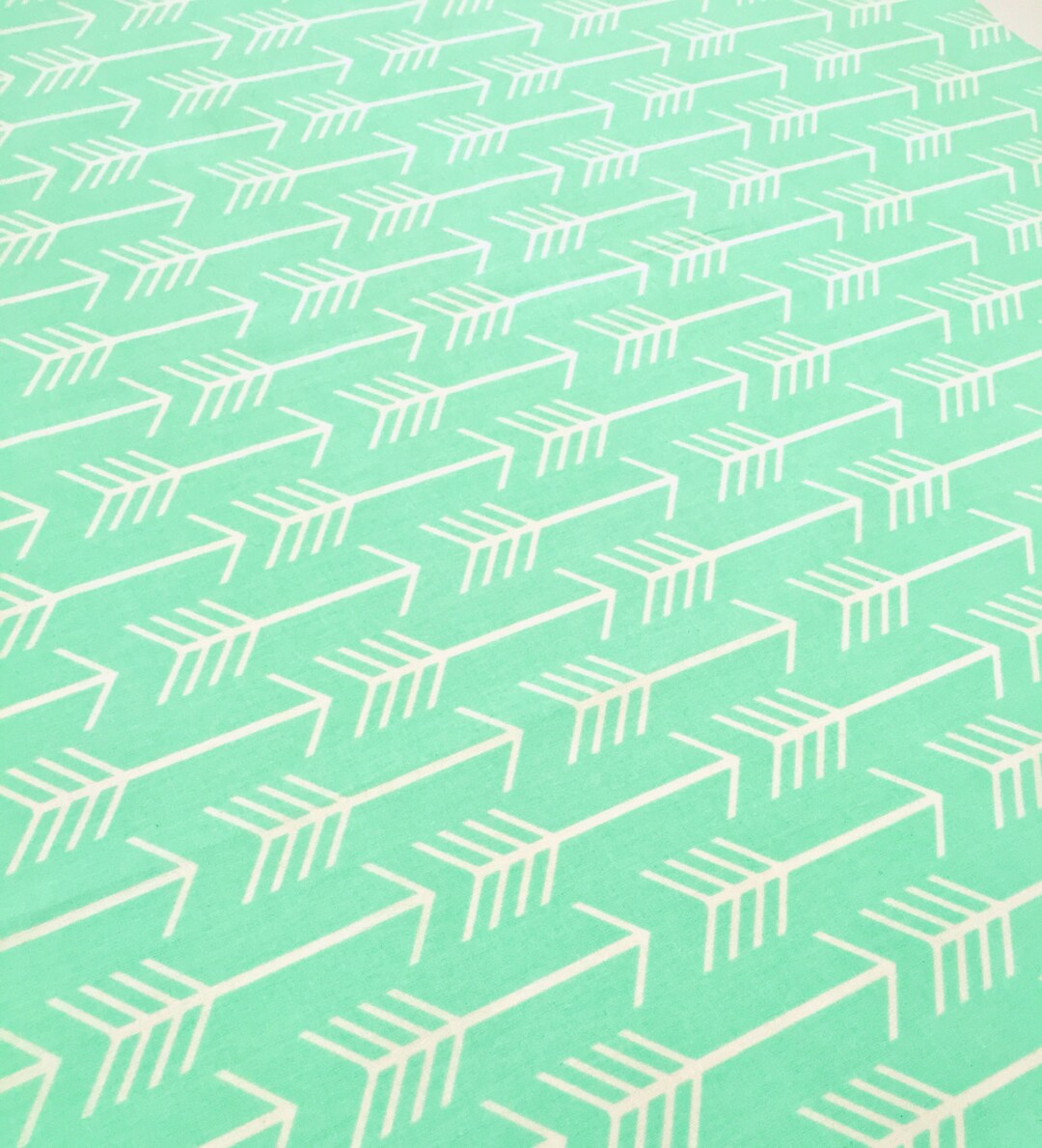 Mint Arrow Fabric Cool Mint Geo Arrow Fabric 100% Cotton - Etsy