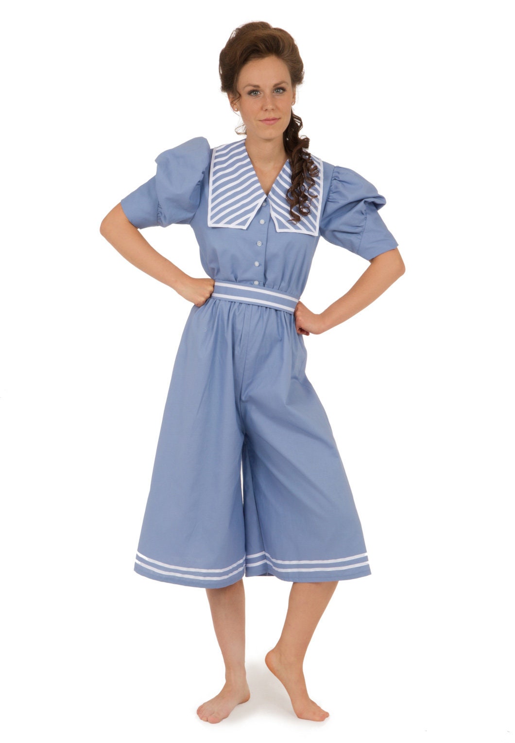 Victorian Striped Collar Bathing Costume - Etsy