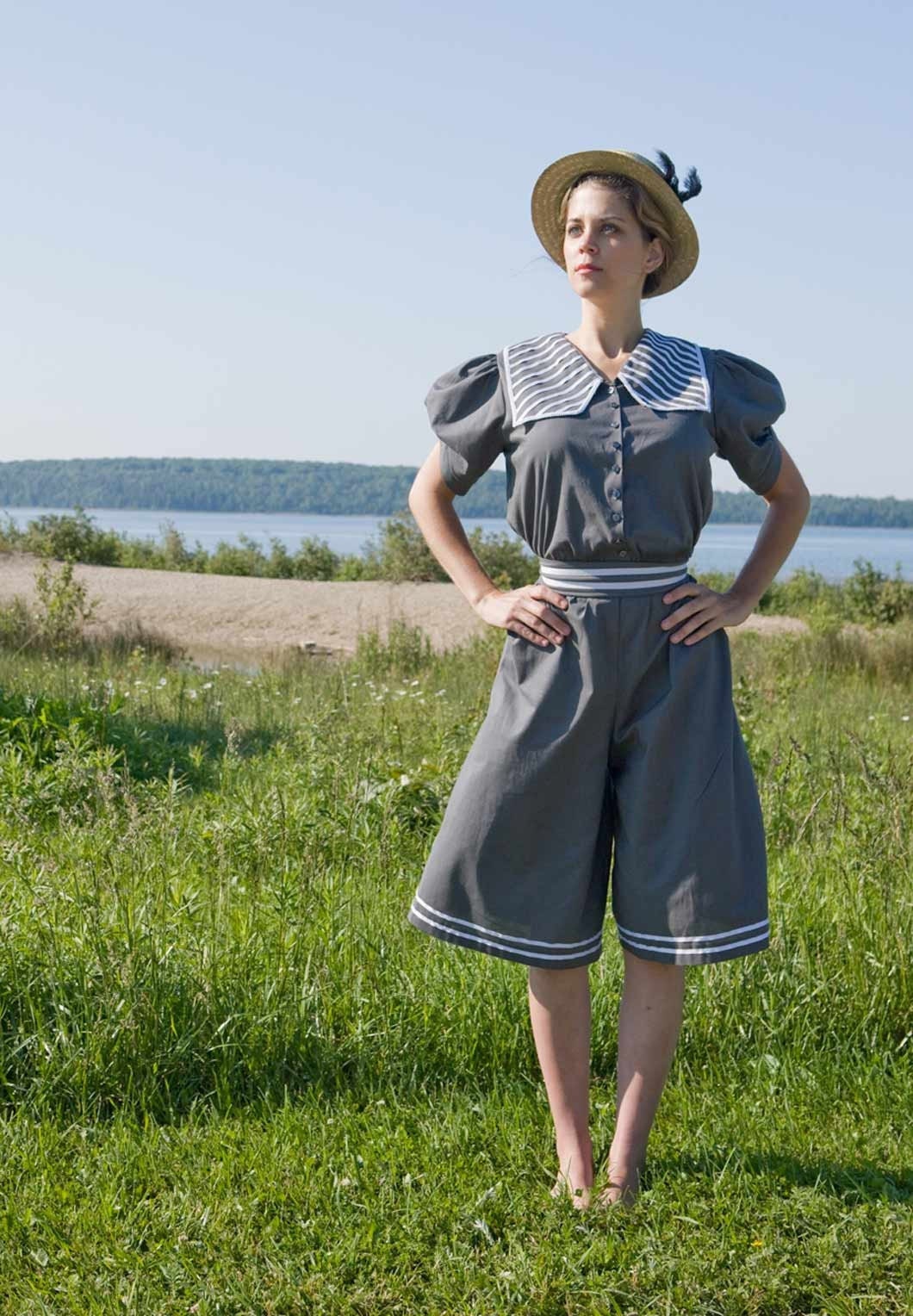 Victorian Striped Collar Bathing Costume - Etsy