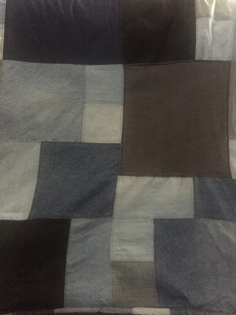Traditional Mixed Squares Denim Quilt - Etsy