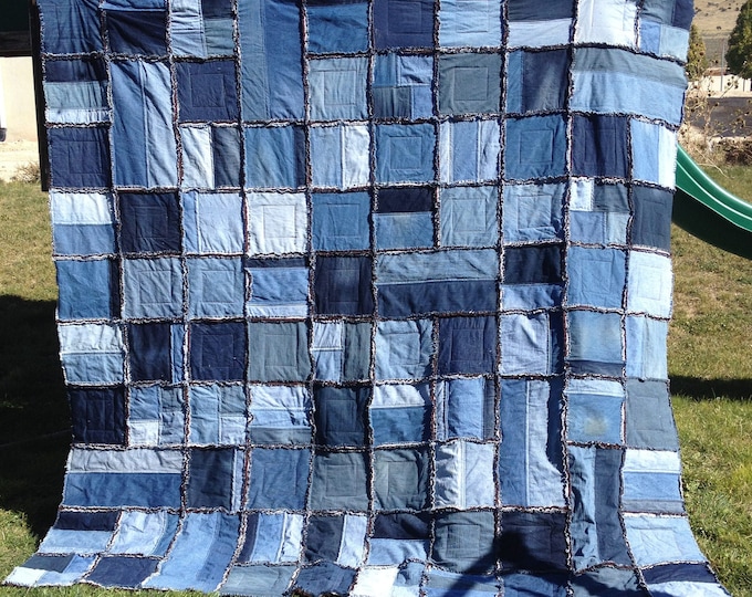 Blue Jean Rag Quilt - Etsy