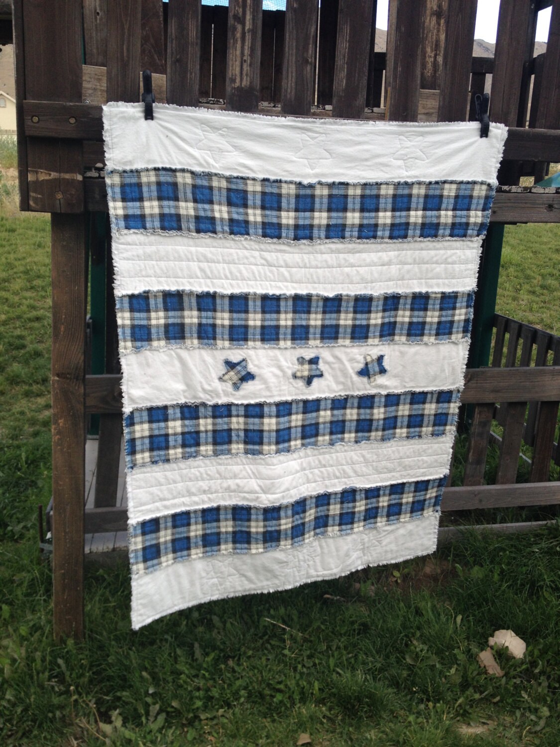 Blue Plaid Flannel Rag Crib/toddler Quilt - Etsy