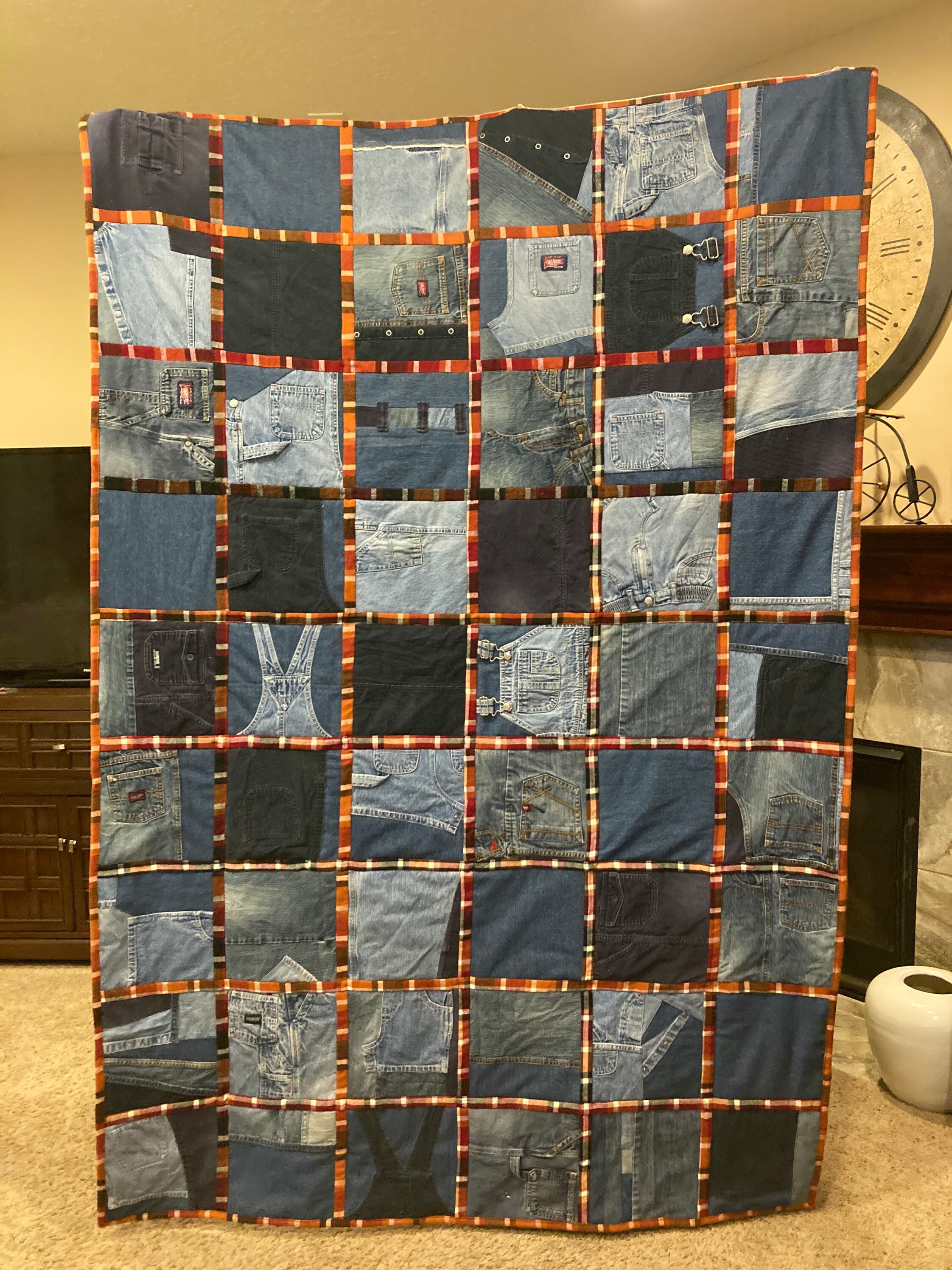 Denim Windowpane - Etsy