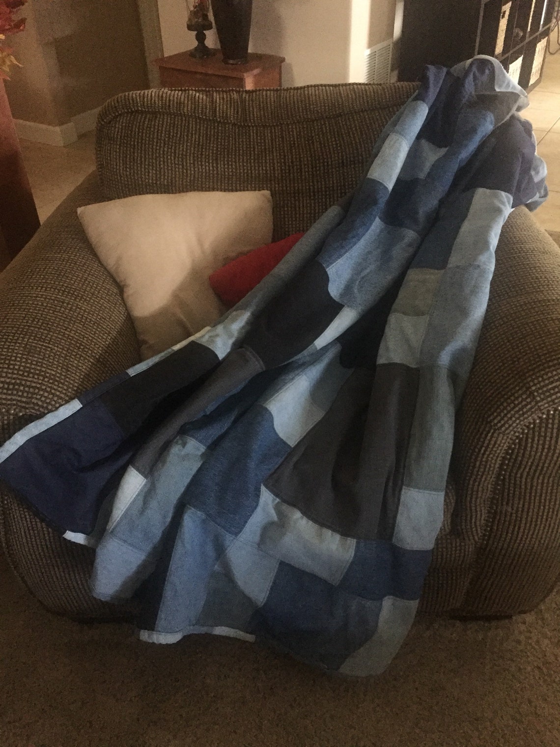 Traditional Mixed Squares Denim Quilt - Etsy