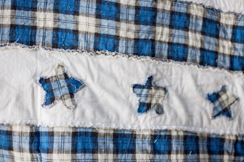 Blue Plaid Flannel Rag Crib/toddler Quilt - Etsy