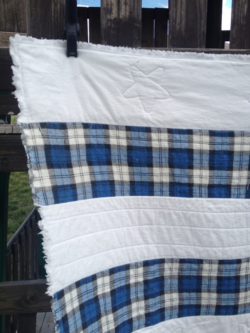 Blue Plaid Flannel Rag Crib/toddler Quilt - Etsy