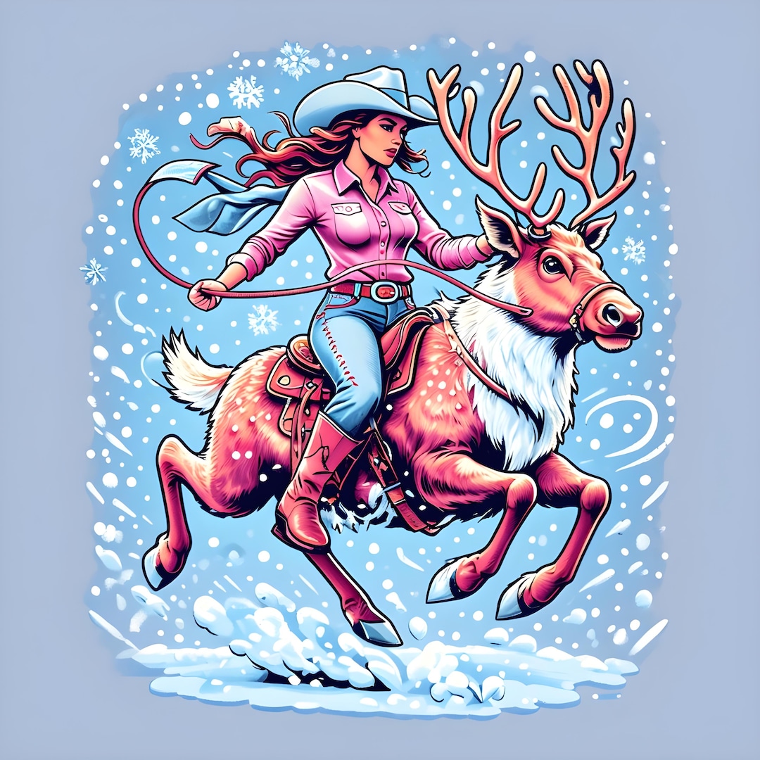 Vintage Cowgirl Christmas, Retro Cowboy Christmas PNG, Christmas ...