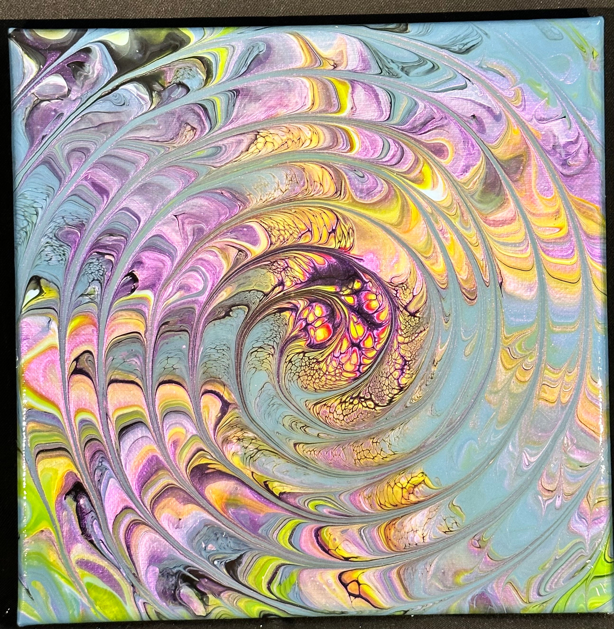 Swirly Gig- 10x10-modifiedfluid Art Bloom – Fluid Art Painting – One of ...