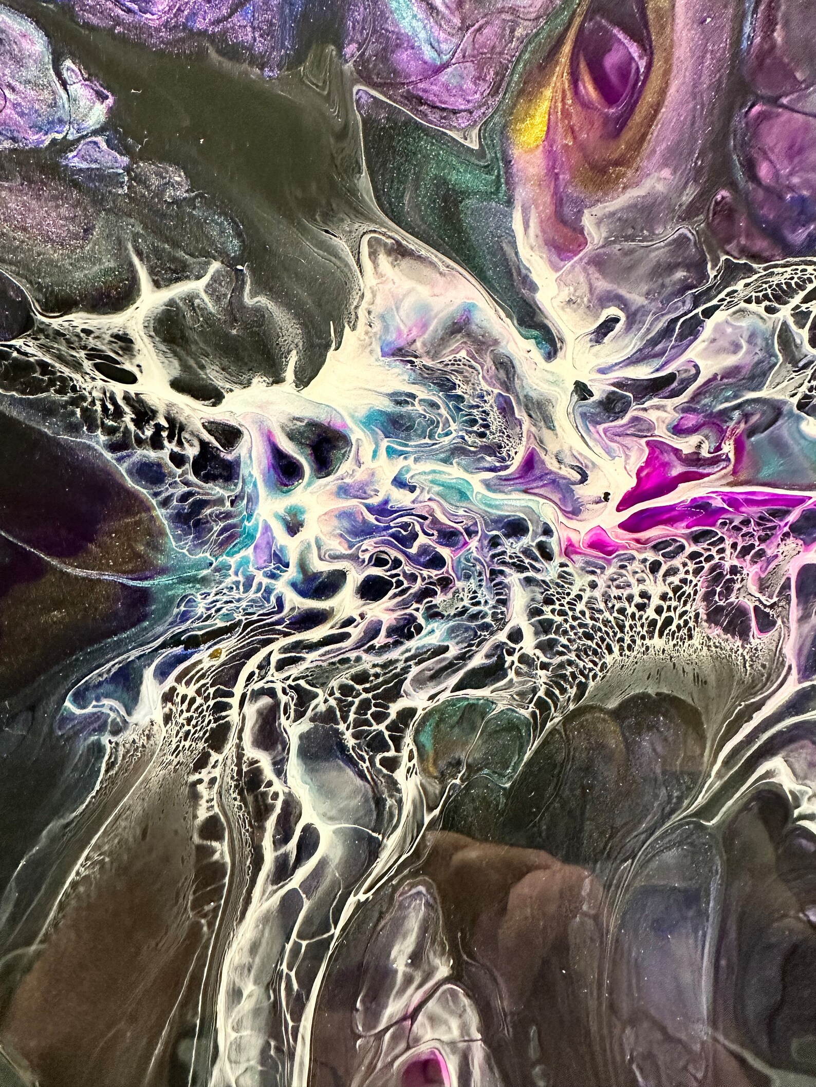 White Lightning-9x12-linear Bloom-fluid Art Fluid Art Paintingone of a ...