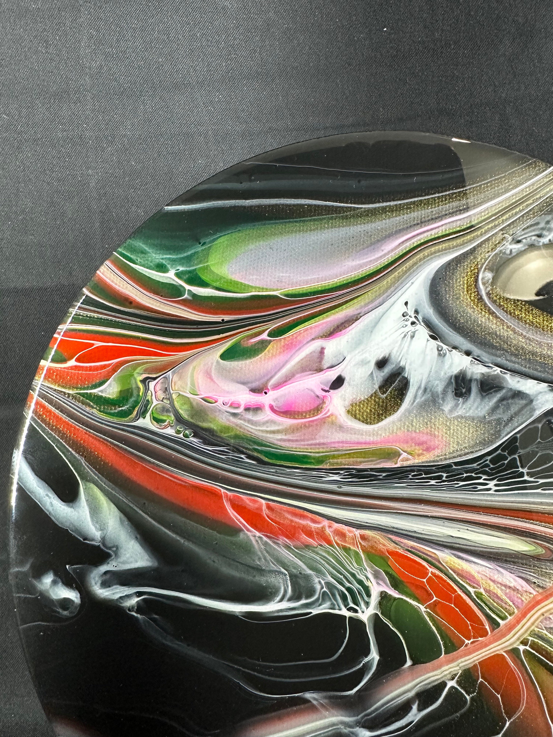 Fluid Art Acrylic Swipe Painting, Modern Abstract Decor, 10" Round - Etsy