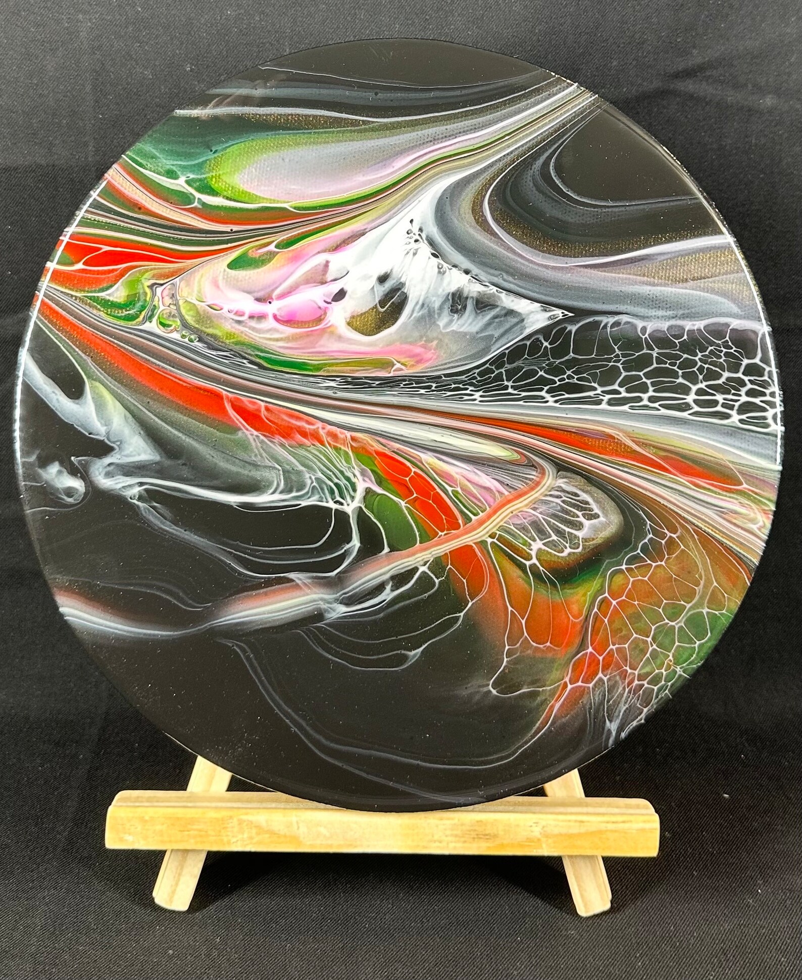 Fluid Art Acrylic Swipe Painting, Modern Abstract Decor, 10" Round - Etsy