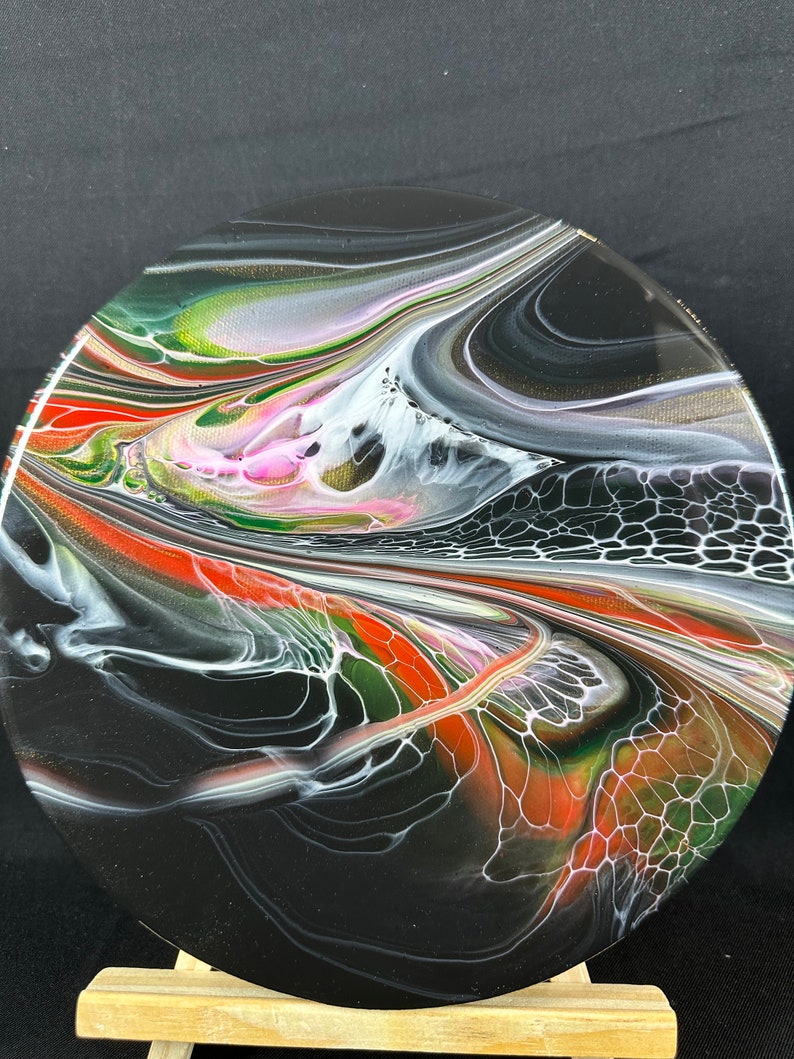 Fluid Art Acrylic Swipe Painting, Modern Abstract Decor, 10" Round - Etsy