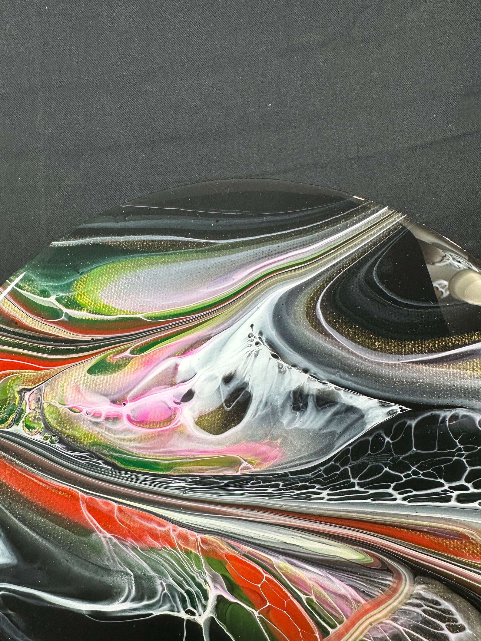 Fluid Art Acrylic Swipe Painting, Modern Abstract Decor, 10" Round - Etsy