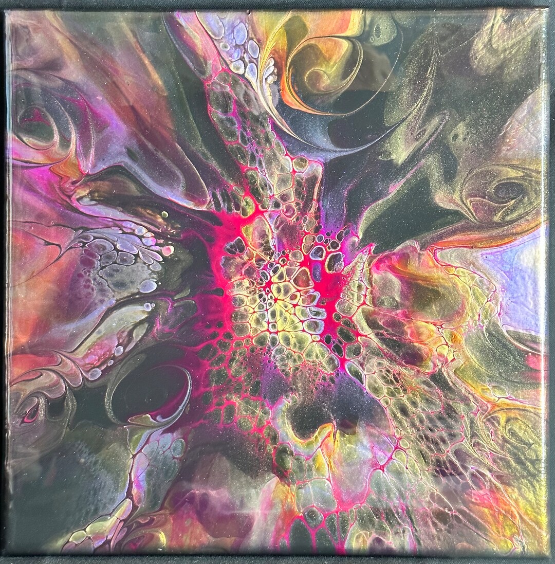 Magenta Flames-12x12-modified Bloom-fluid Art- Fluid Art Painting -one ...