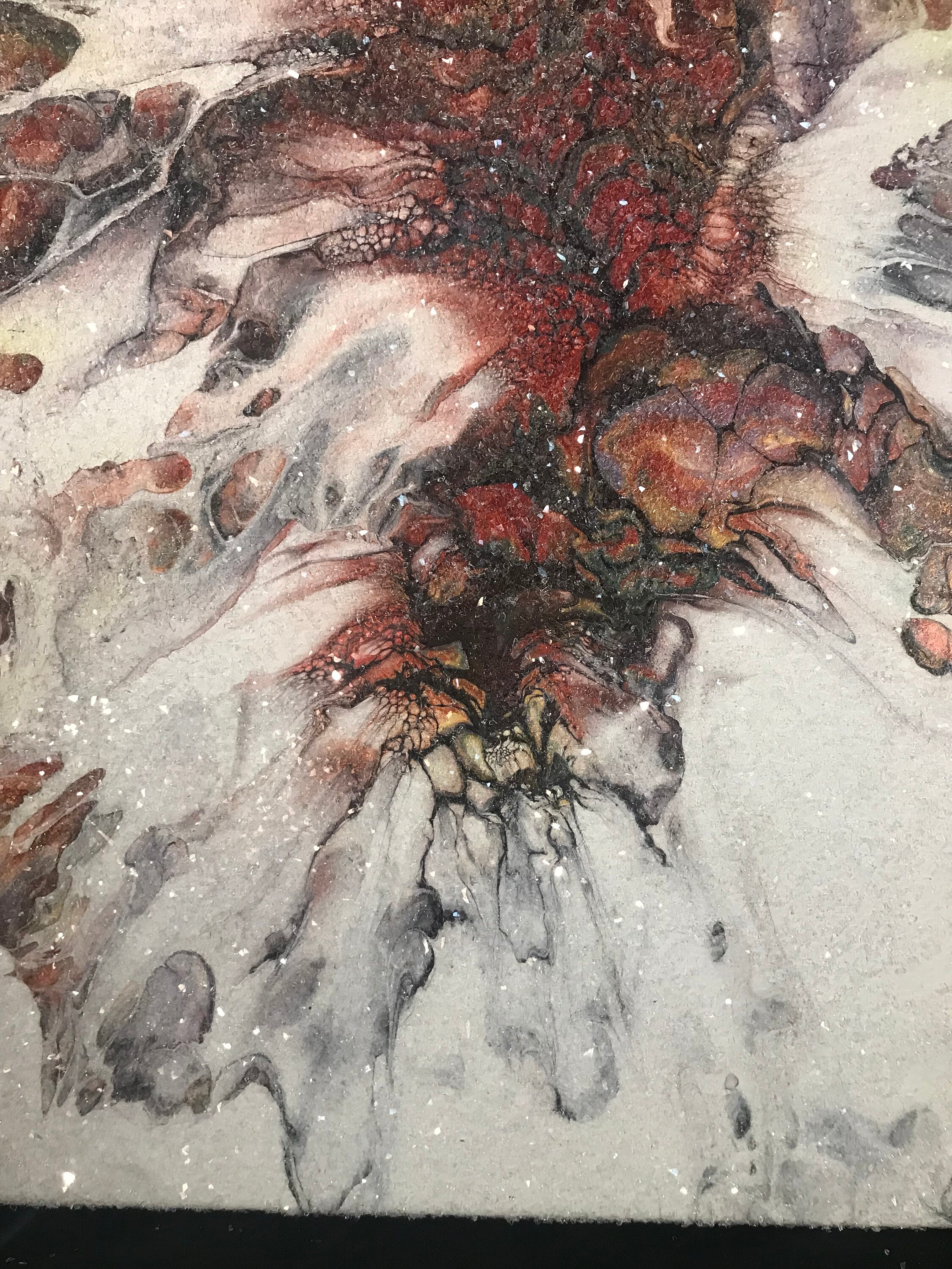 Linear Fun-10x20-linear Fluid Art Bloom W/diamond Dust-fluid Art Fluid ...