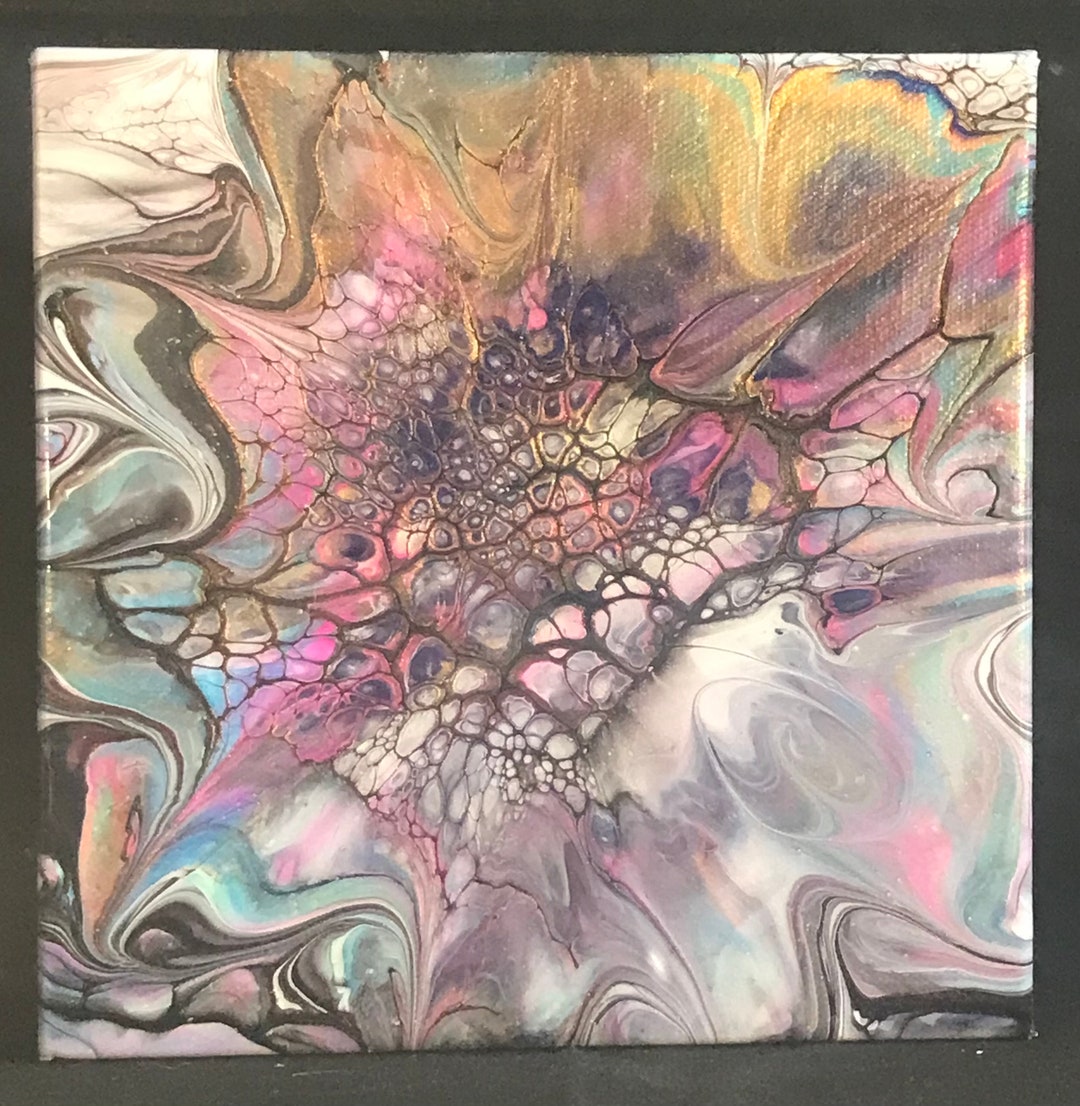 Mardi Gras 8x8 Fluid Art Bloom Fluid Art Painting One of - Etsy