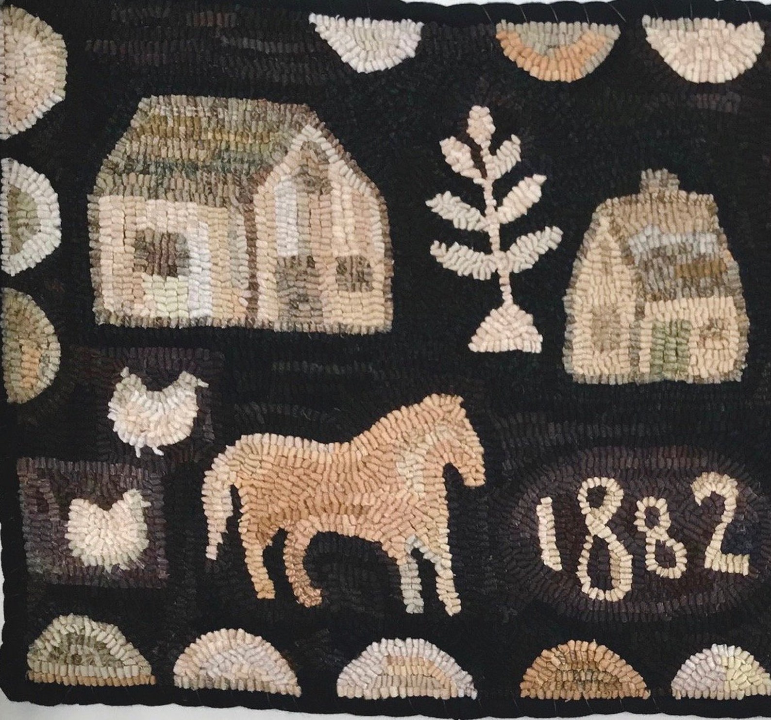 Rug Hooking Pattern, the Homestead, Primitive Hooked Rug Pattern, Hand ...