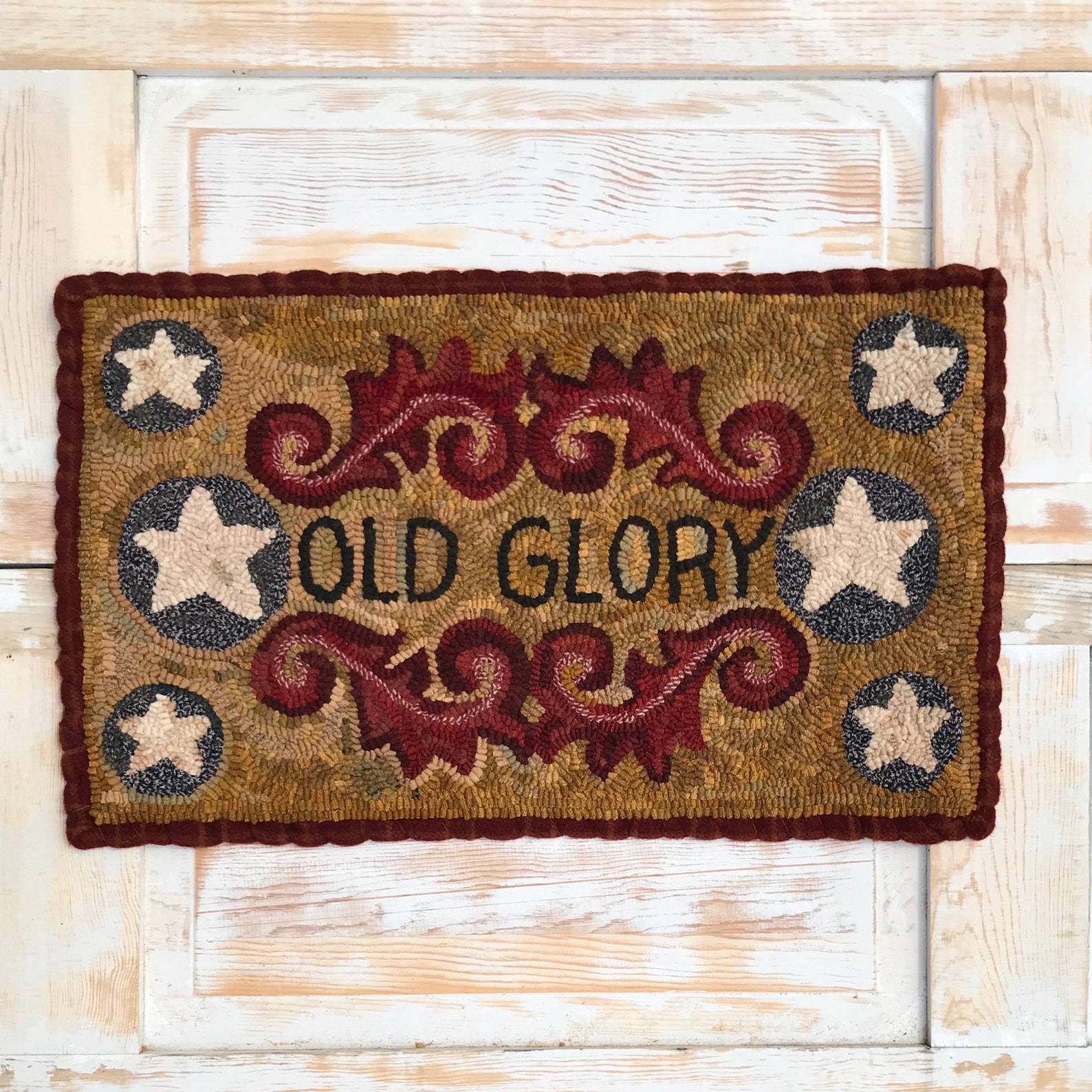 Rug Hooking Pattern Old Glory Primitive Hooked Rug Pattern - Etsy