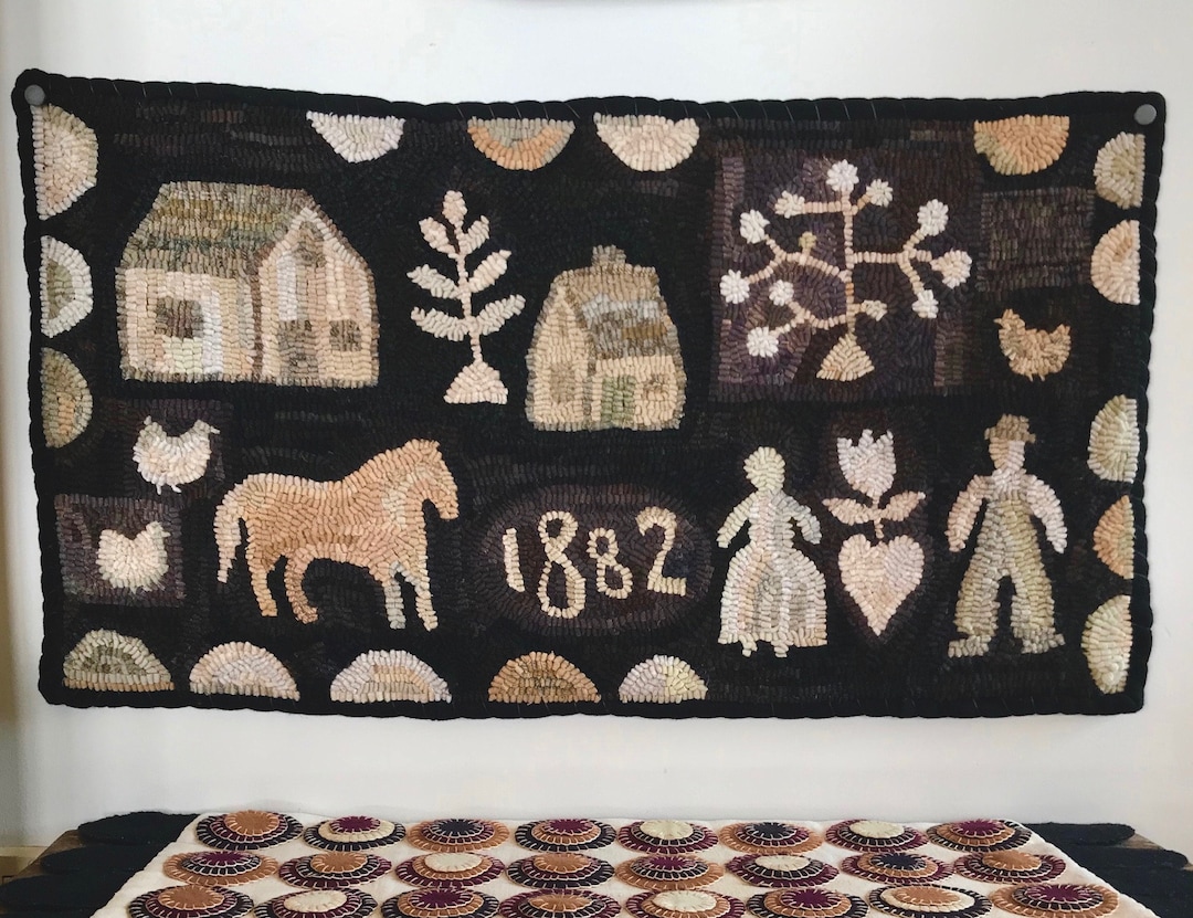 Rug Hooking Pattern, the Homestead, Primitive Hooked Rug Pattern, Hand ...