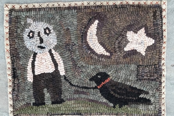 Rug Hooking Pattern Jack's Crow Primitive Hooked Rug - Etsy