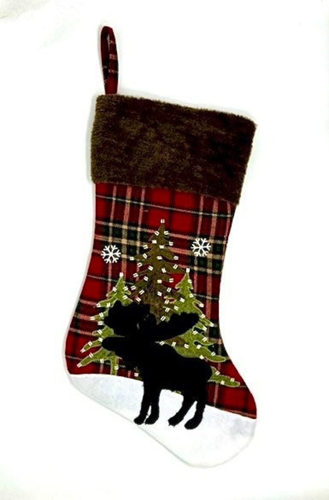 Personalized Christmas Stocking, Moose Scene, With Embroidered Name or ...