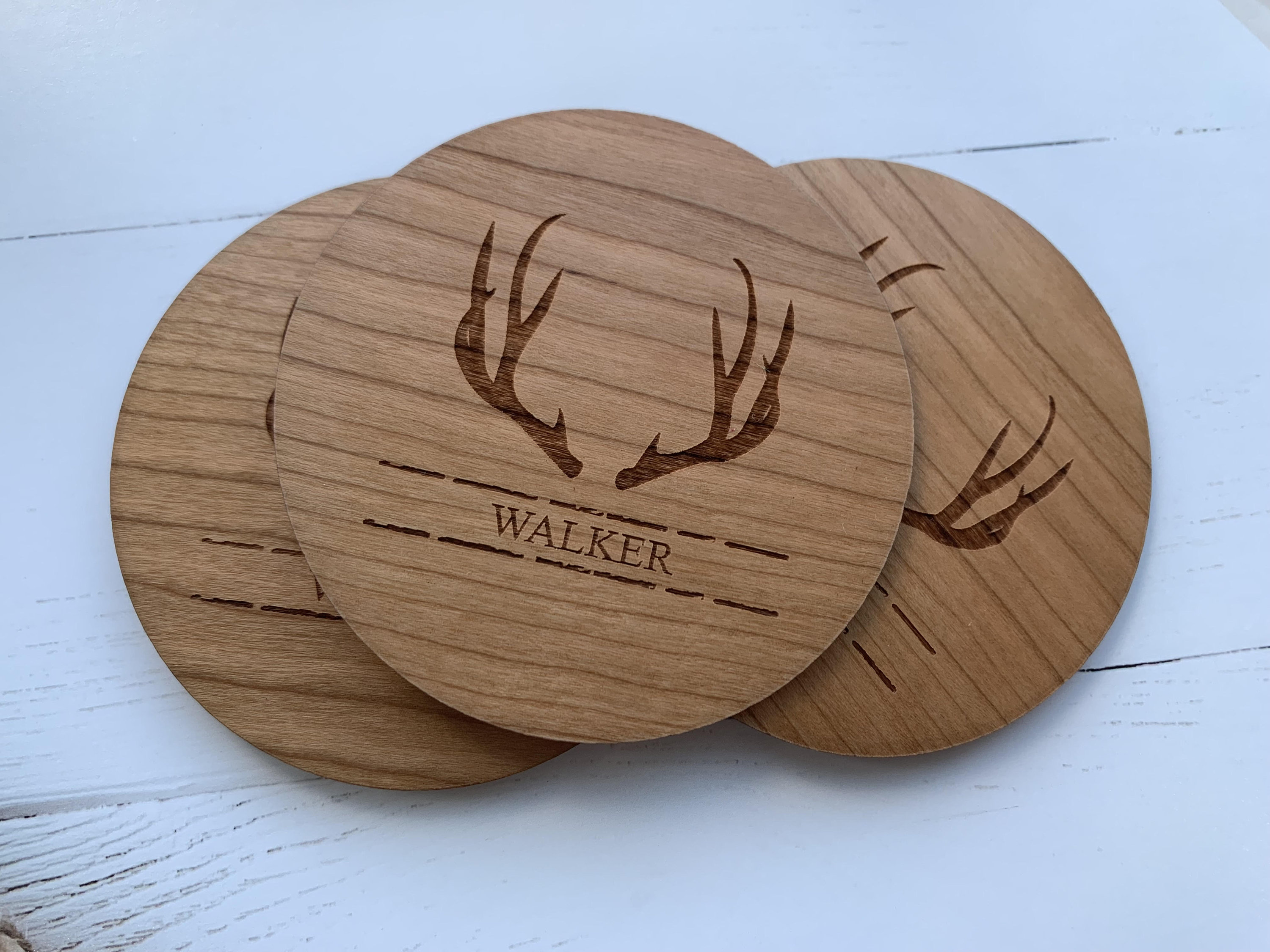 Hunting Gift for Cabin Personalized Wood Coasters Round - Etsy