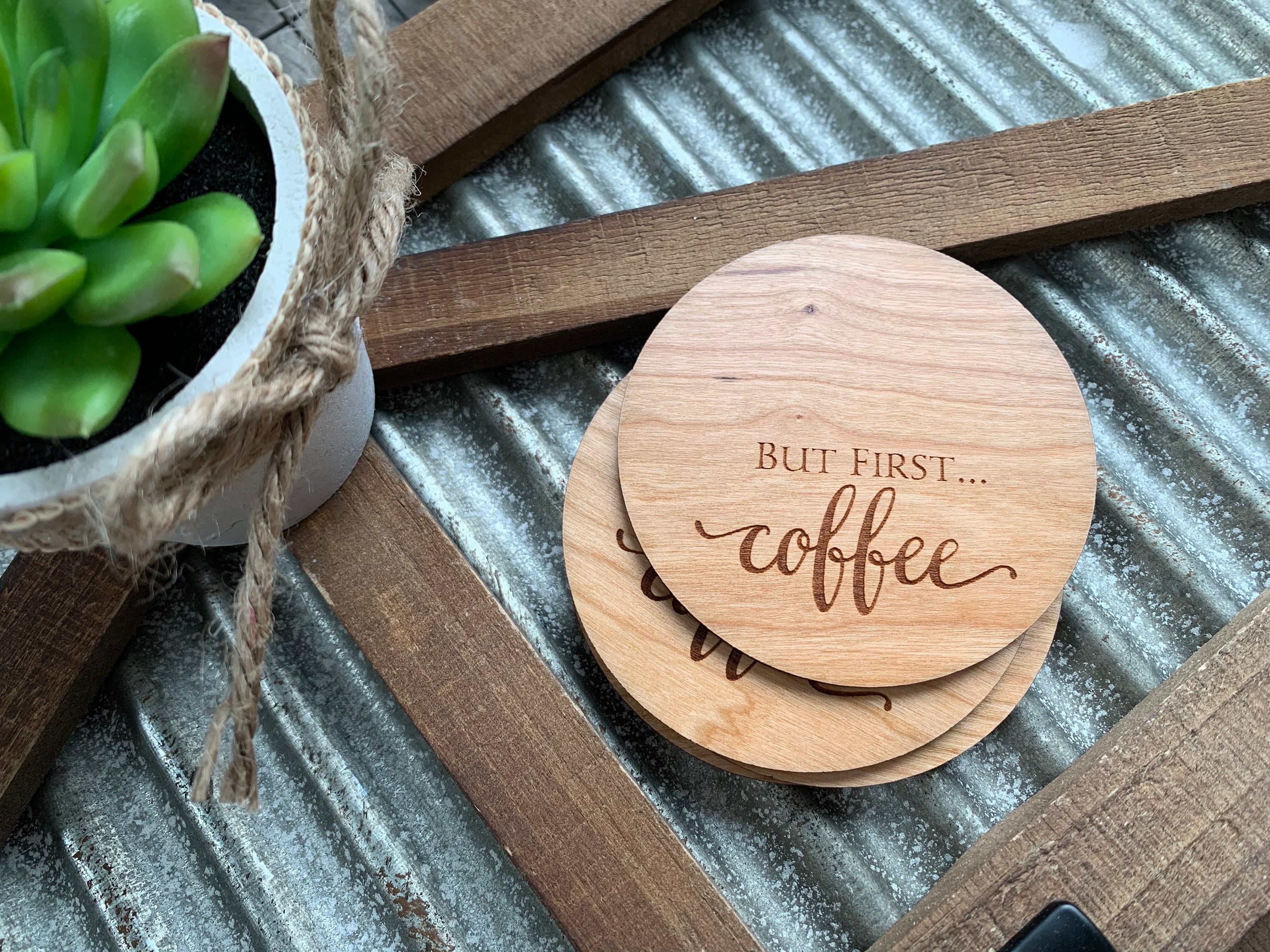 Coffee Coasters but First Coffee Coworker Gifts Coffee - Etsy