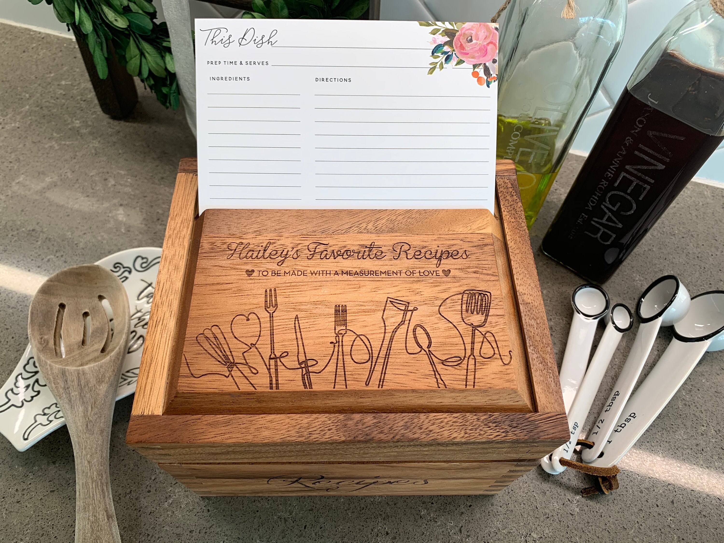 Recipe Box and Cards Recipe Box Bridal Shower Recipe Box | Etsy