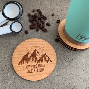 Adventure Awaits Gift for the Couple | Wooden Coasters | Outdoorsy ...