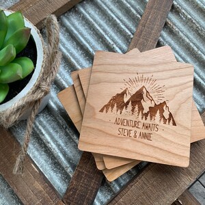 Adventure Awaits Gift for the Couple | Wooden Coasters | Outdoorsy ...