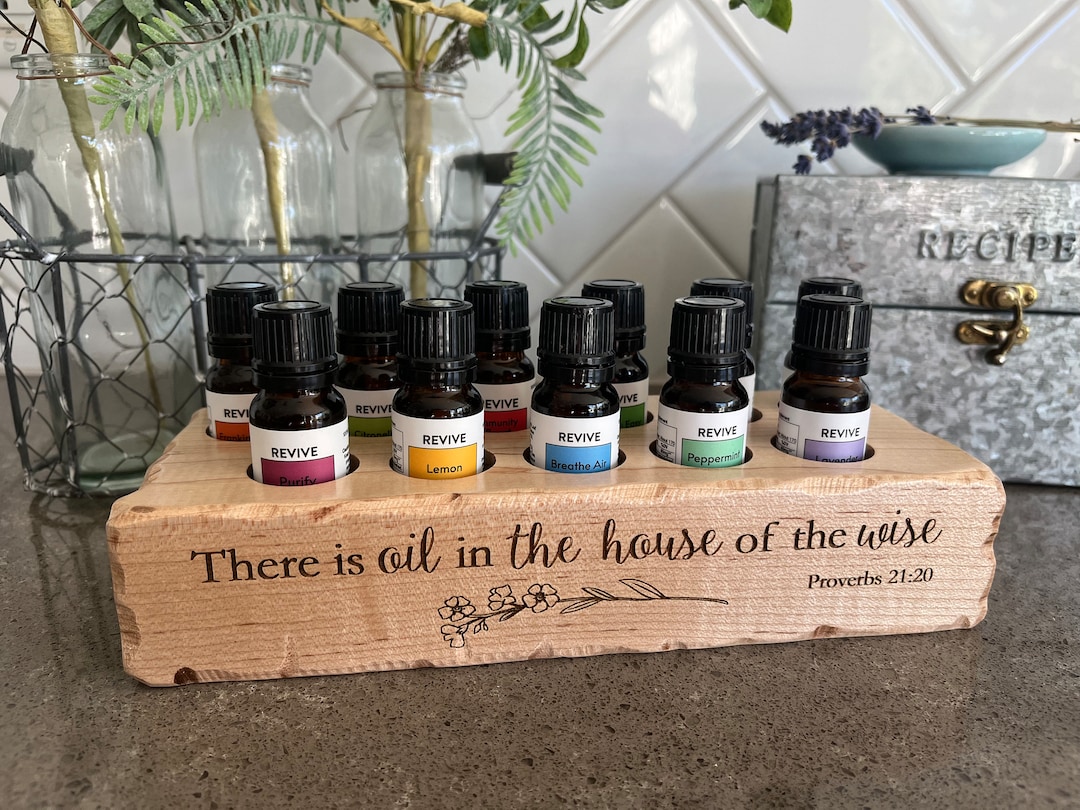 Personalized Essential Oil Holder, 11 Slots: Laser Engraved Oil ...