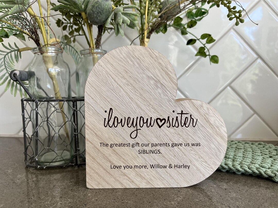 Custom Wood Heart, Siblings Gift for Christmas | Gift for Sister | Gift ...