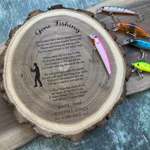 Gone Fishing Memorial, Fishing in Heaven Poem Gift, Gone Fishing Plaque ...