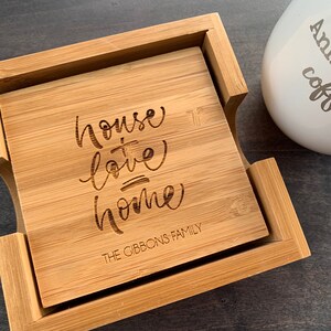 Custom Coasters With Holder, Housewarming Gift, Closing Gift From ...