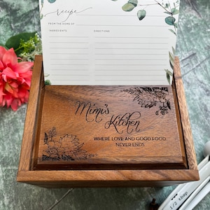 Wood Recipe Boxes for 4x6 Cards, Personalized Recipe Box, Wooden Recipe ...