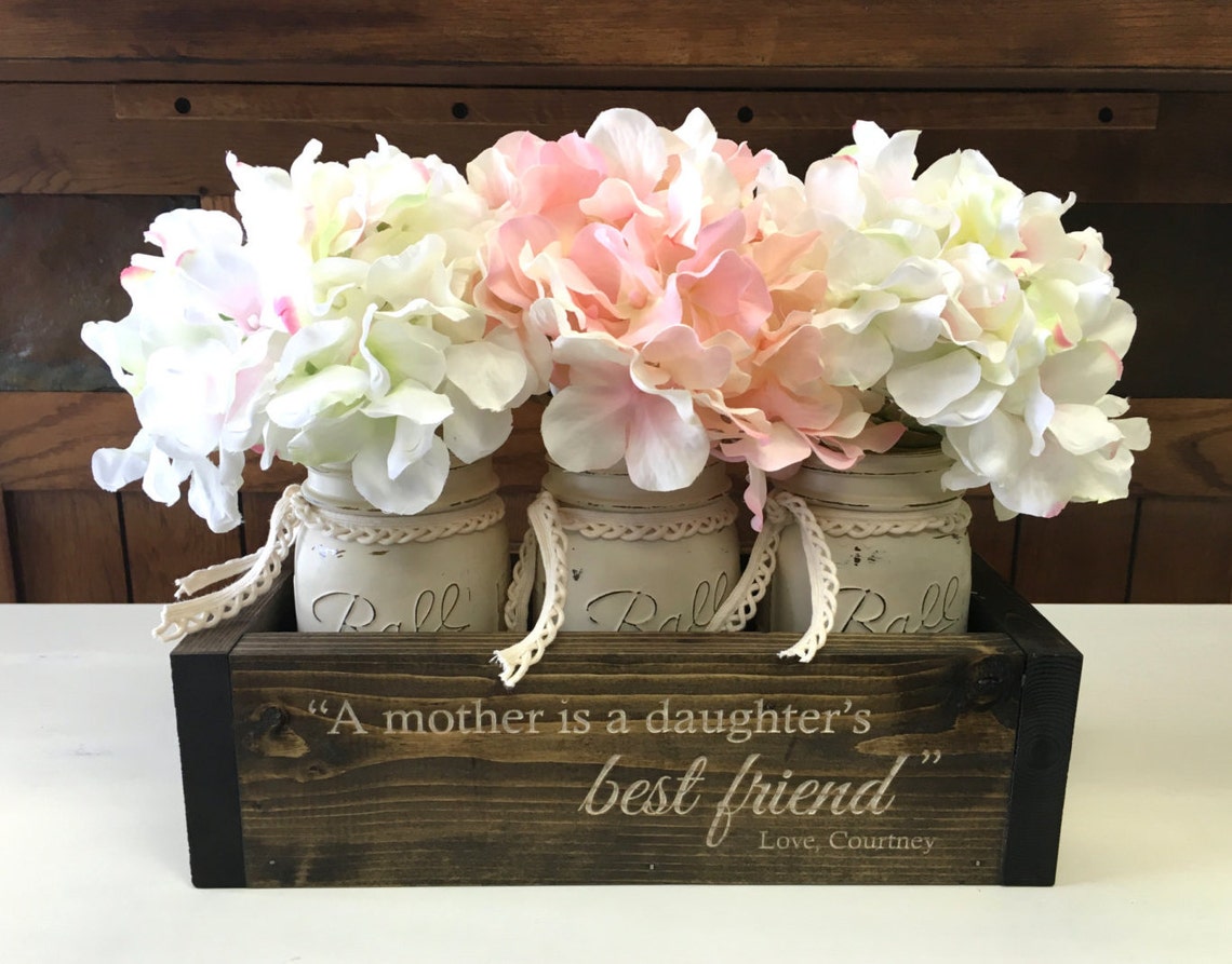 Mother Daughter Gift Personalized Flower Box Rustic Home | Etsy