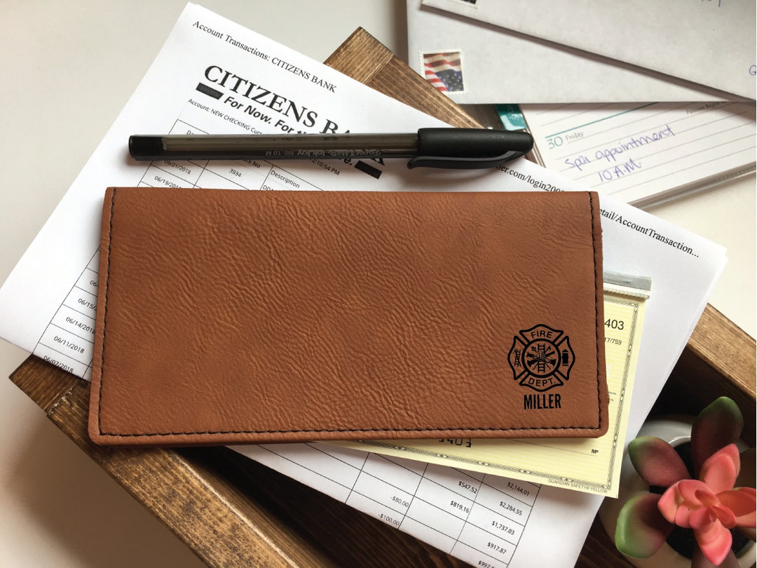Fire Fighter Gift | Checkbook Cover | Faux Leather Checkbook Cover ...
