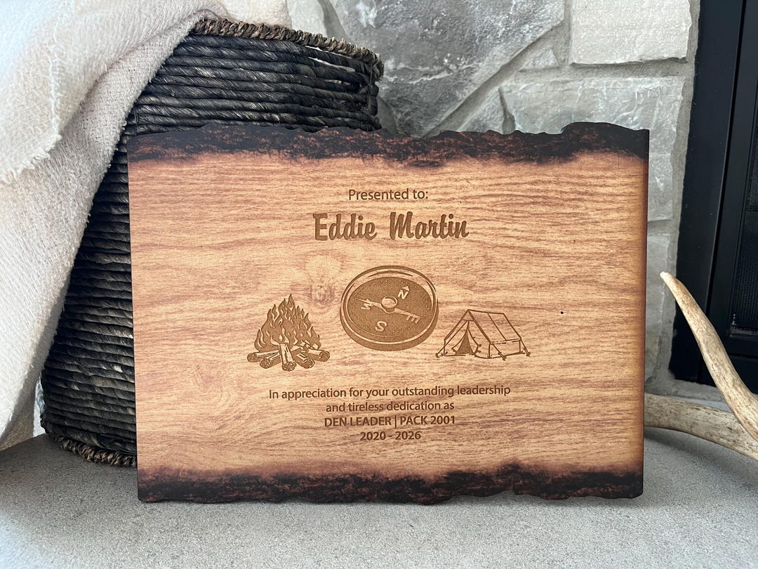 Faux Sliced Log Sign 9x12: Den Leader Plaques, Leadership Retirement ...