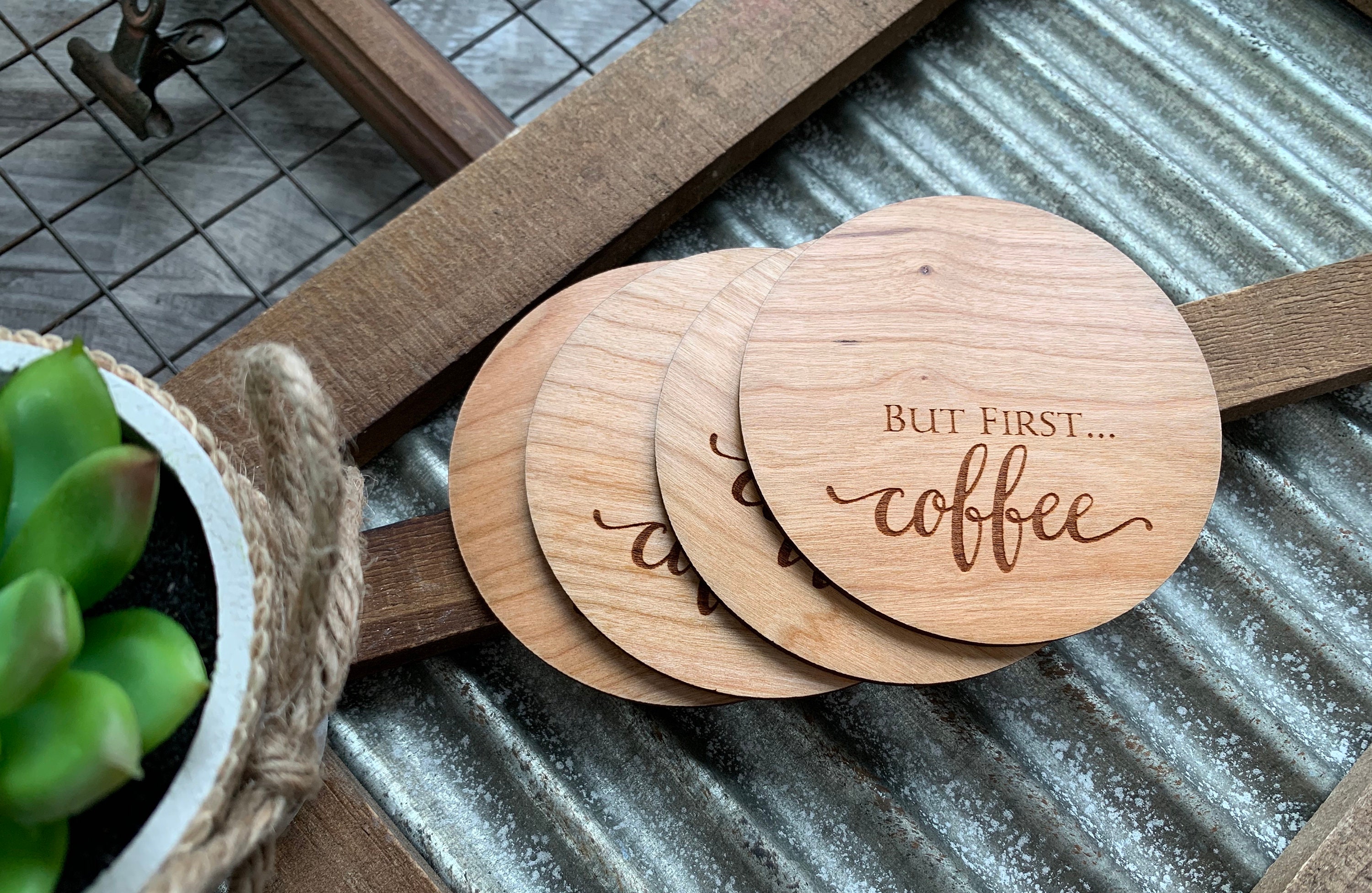 Coffee Coasters but First Coffee Coworker Gifts Coffee - Etsy