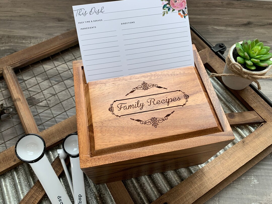 Personalized Recipe Box | Recipe Card Box | Custom Engraved Recipe Box ...