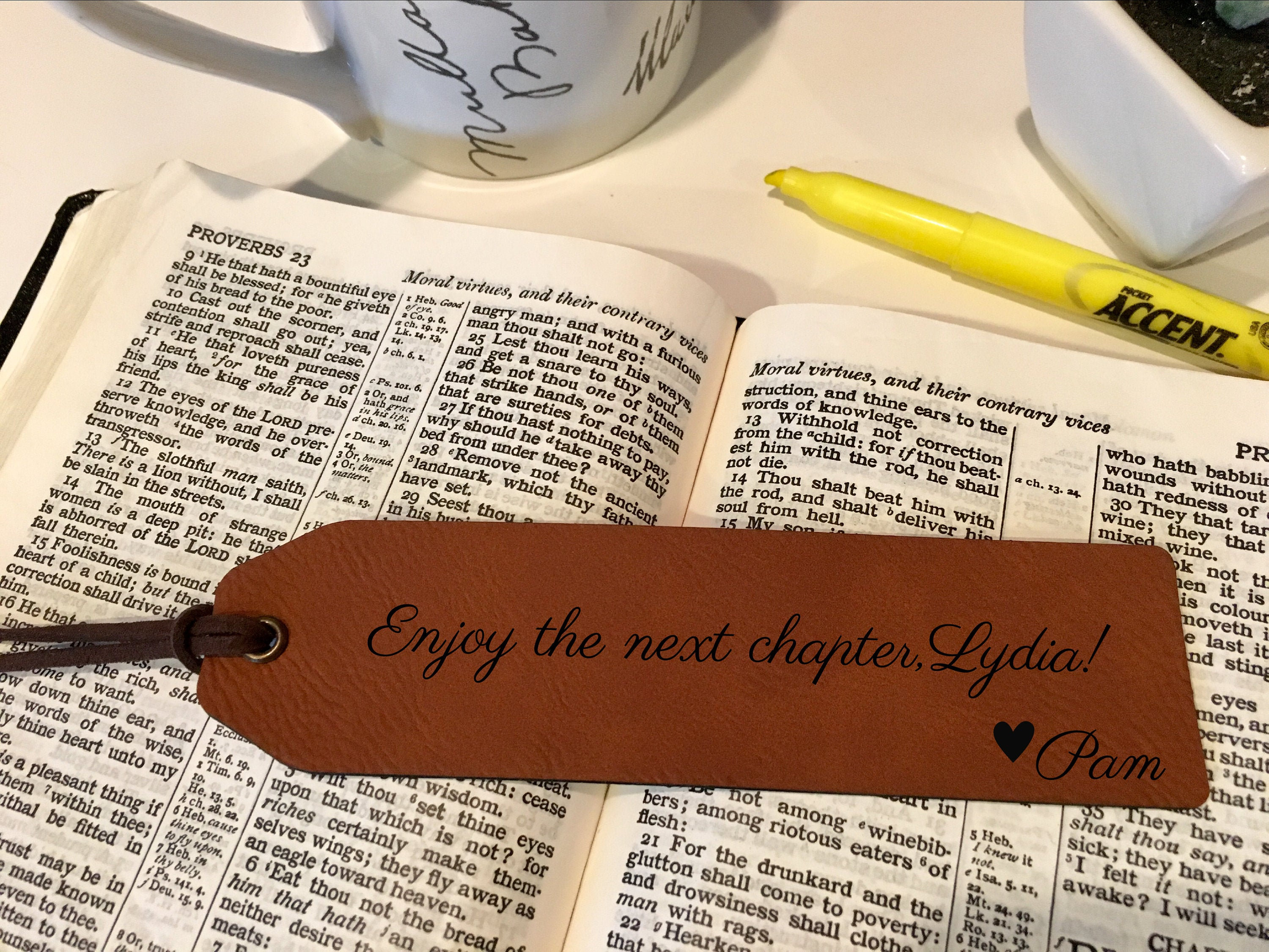 Enjoy the Next Chapter Gift Faux Leather Bookmark Laser - Etsy UK