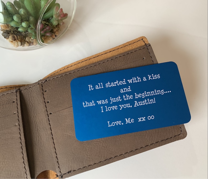 Personalized Wallet Insert Card: Engraved Aluminum Boyfriend Gift - Etsy