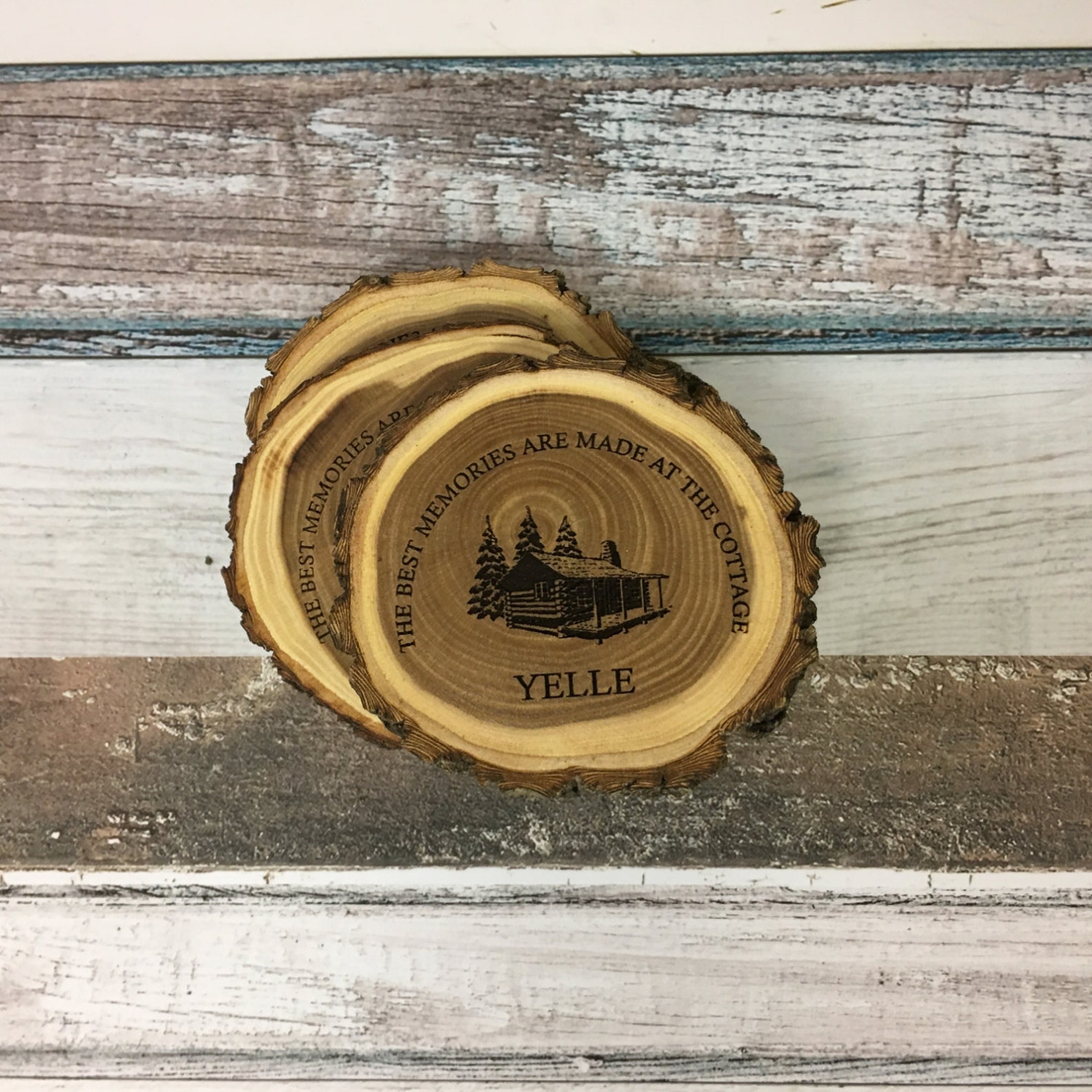 Personalized Cabin Log Coasters | Cabin Decor | up North Decor | Gift ...