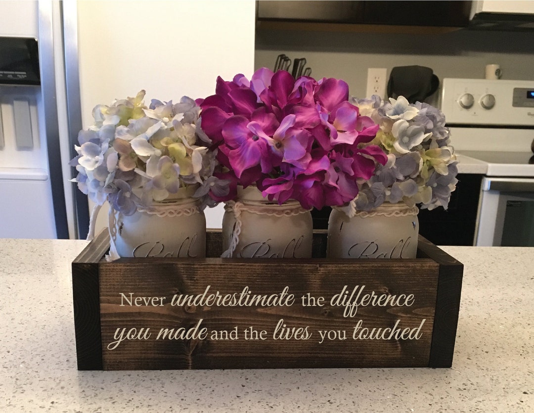 Personalized Retirement Flower Box: Engraved Rustic Planter With Mason ...