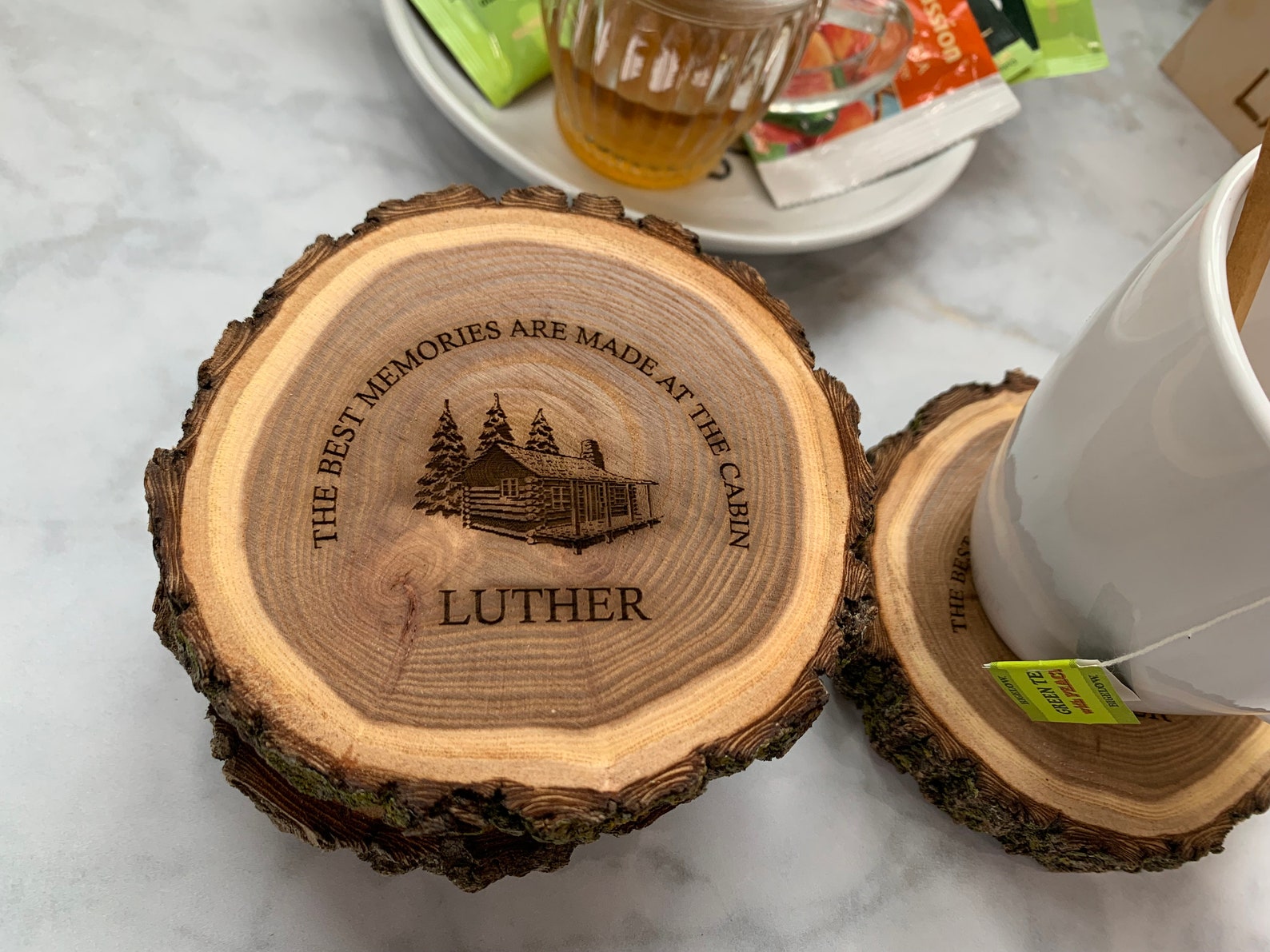 Personalized Cabin Log Coasters | Cabin Decor | up North Decor | Gift ...