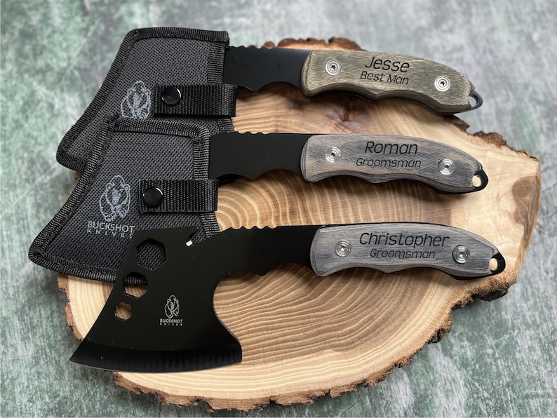 Engraved Hatchet Set of 2, Personalized Stainless Steel Axe, Groomsmen ...