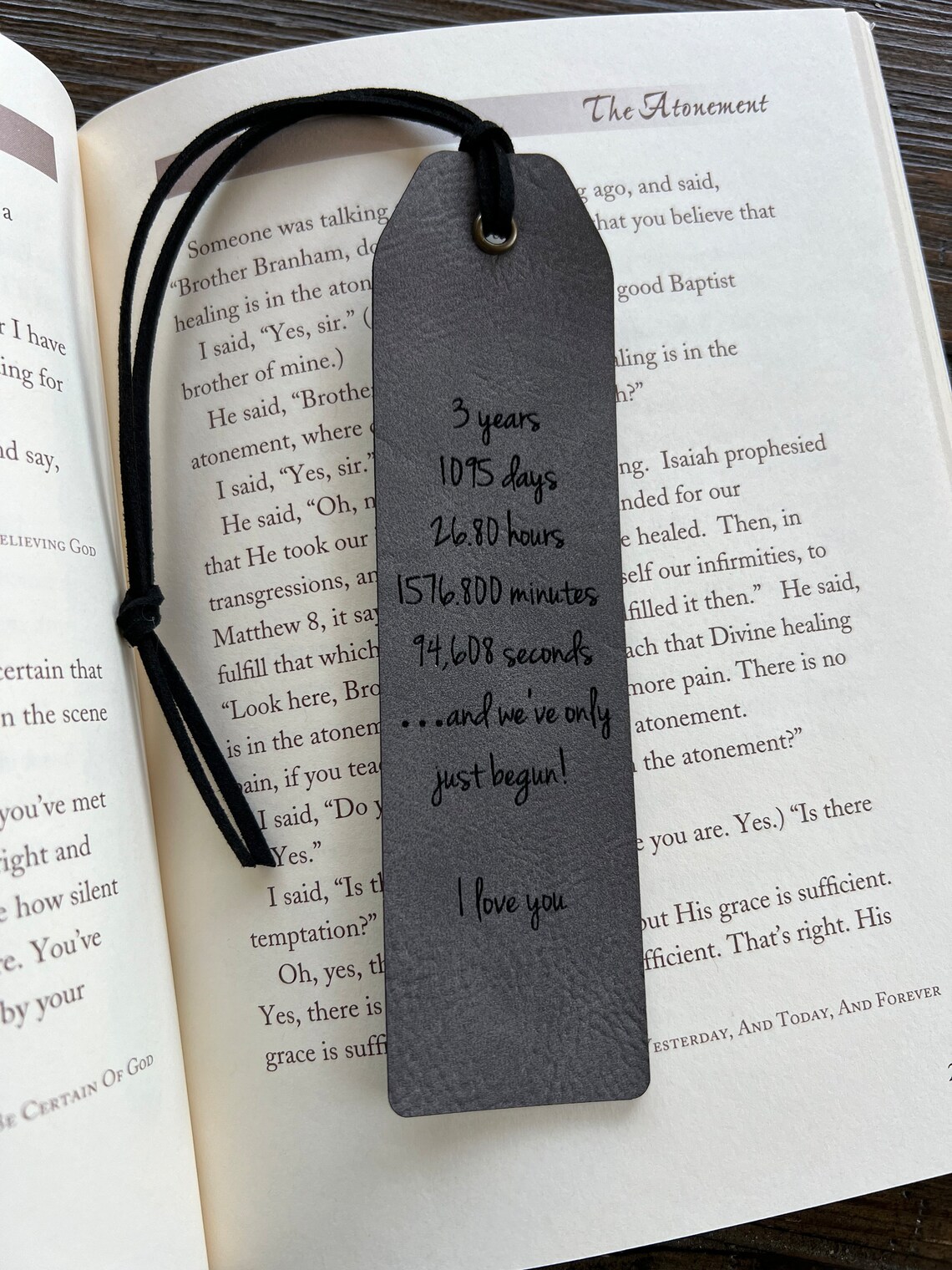 Personalized Faux Leather Anniversary Bookmark: Countdown Gift - Etsy