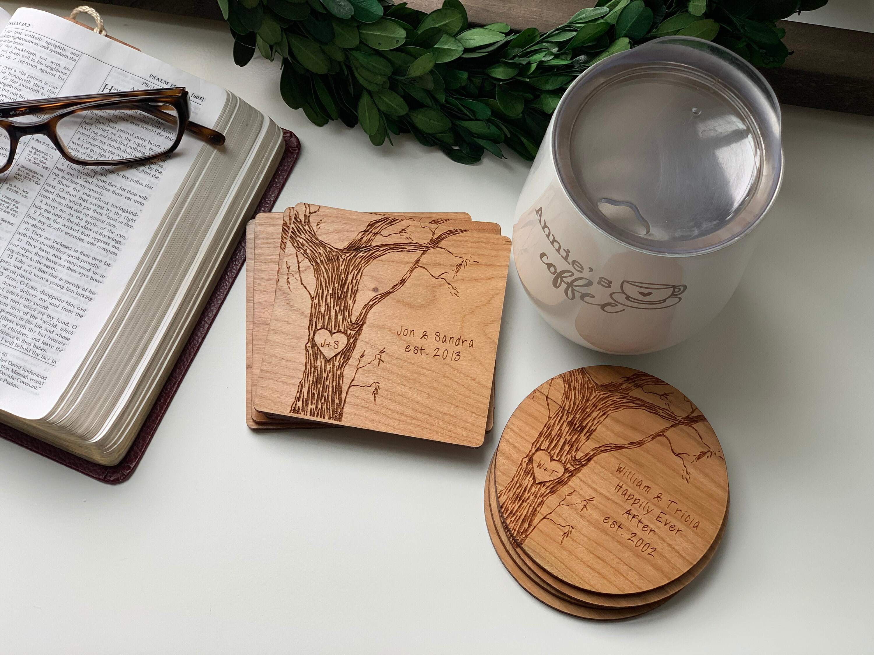 Personalized Tree Coasters Wooden Coasters Wood Coasters | Etsy