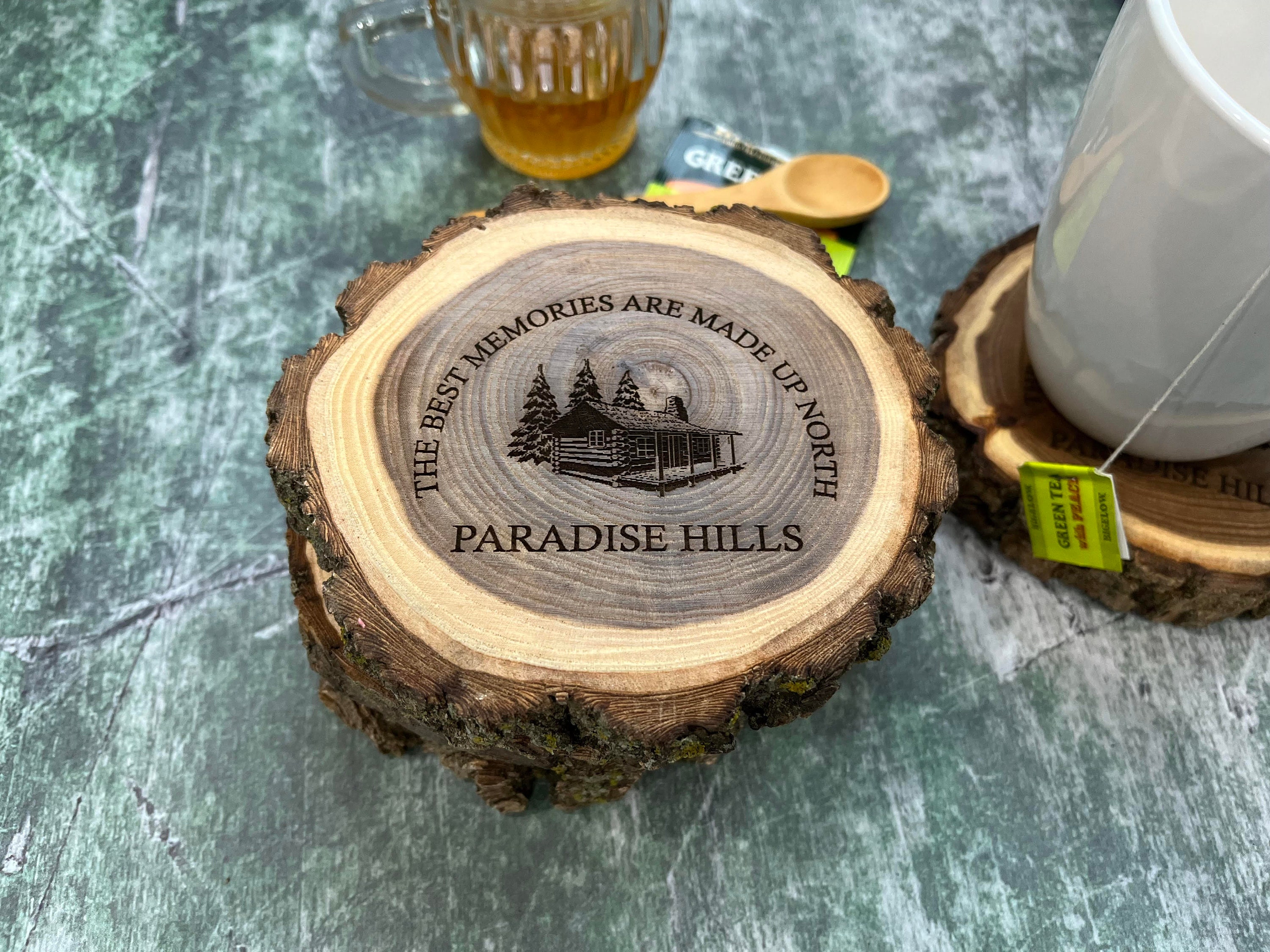Personalized Cabin Log Coasters | Cabin Decor | up North Decor | Gift ...